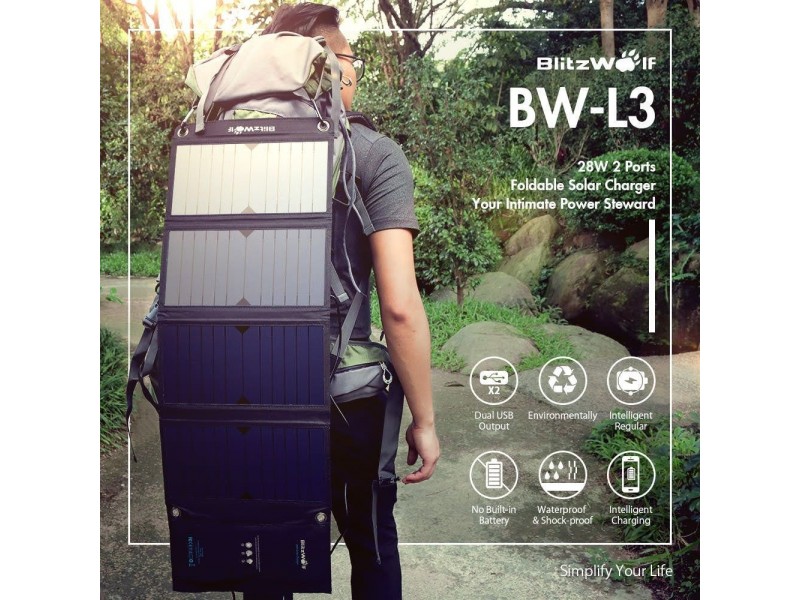 BlitzWolf BW-L3 28W 3.8A Solar Charger