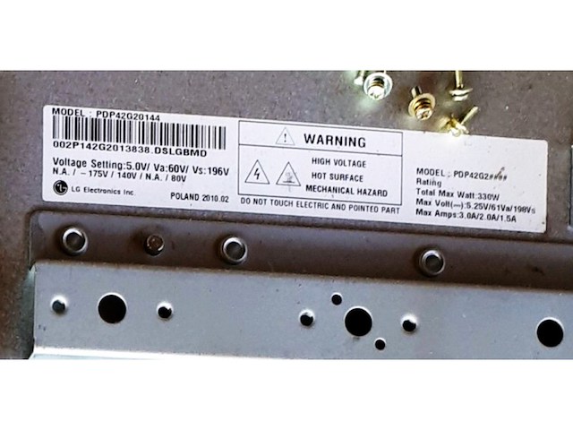 Plazma Panel 42`, PDP42G20144   - LG–42PQ3000-ZA