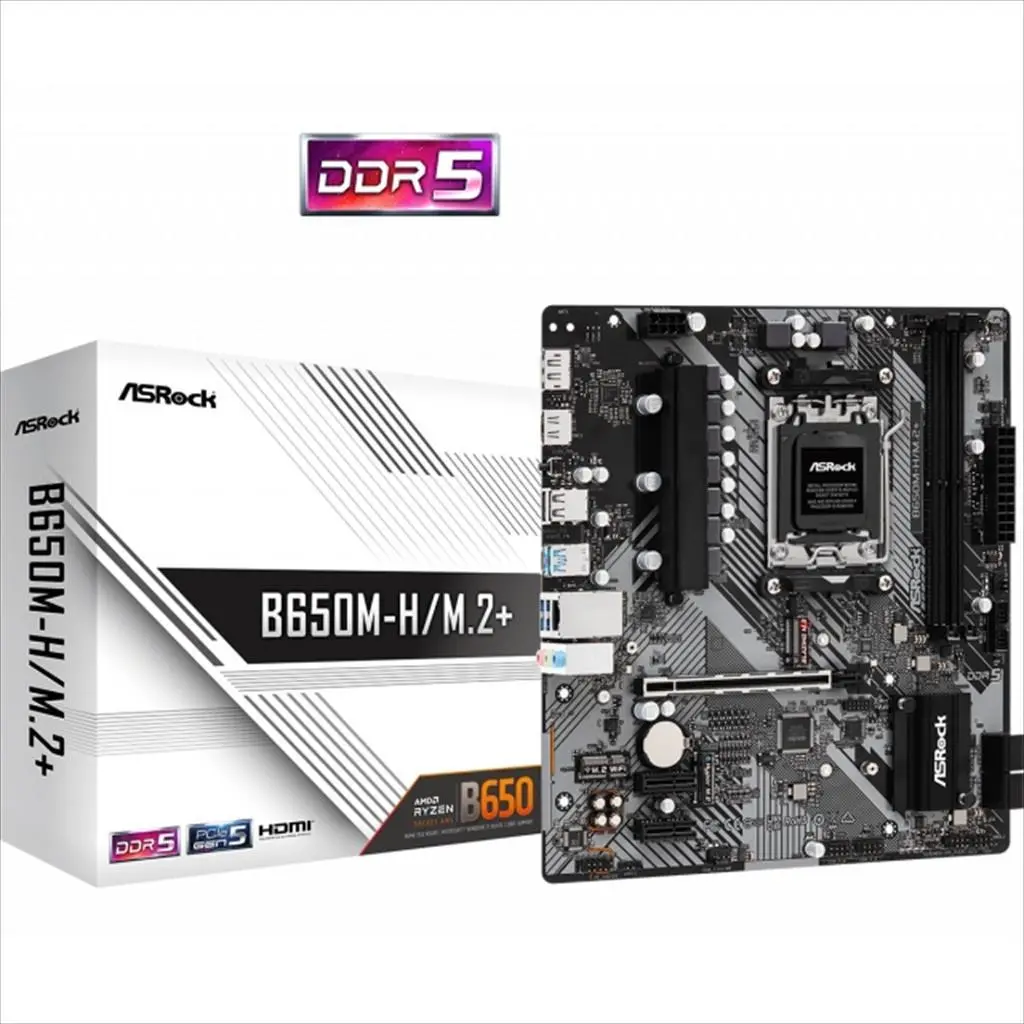 ASROCK matična ploča Am5 B650m-h/m.2+ Asrock 4kddr5 6400+mhz(o.c.), Hdmi, Dp, Pci-ek16 4.0, 2kpci-ek1 4.0