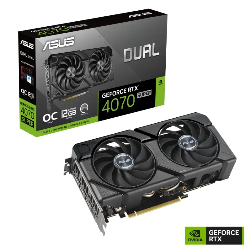 ASUS Grafička karta DUAL-RTX4070-012G-EVO NVD/12GB/GDDR6X/192bit, Crna