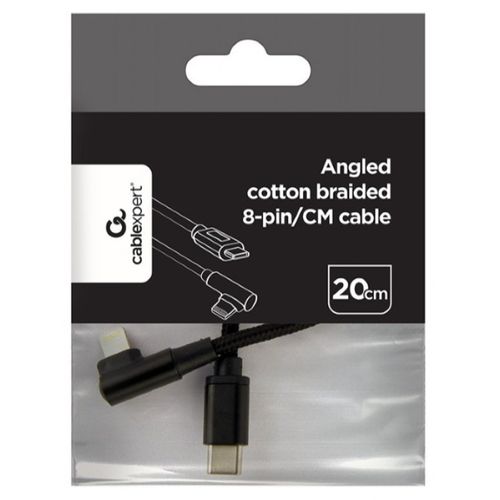 CC-USB2-CMLML-0.2M Gembird Kabl USB-C na 8pin pod uglom 0,2m Black