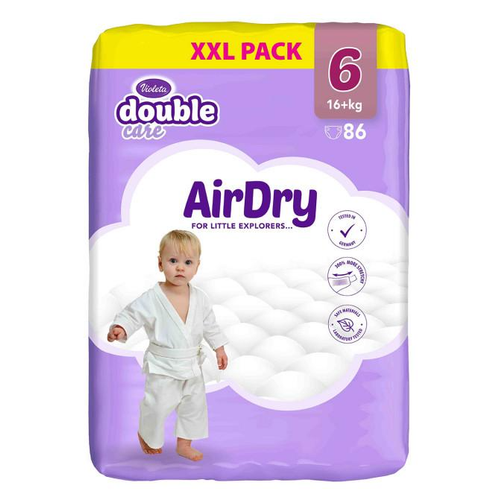 Violeta Pelene Double Care Giga Air Dry 6 Junior 16kg+, 86kom