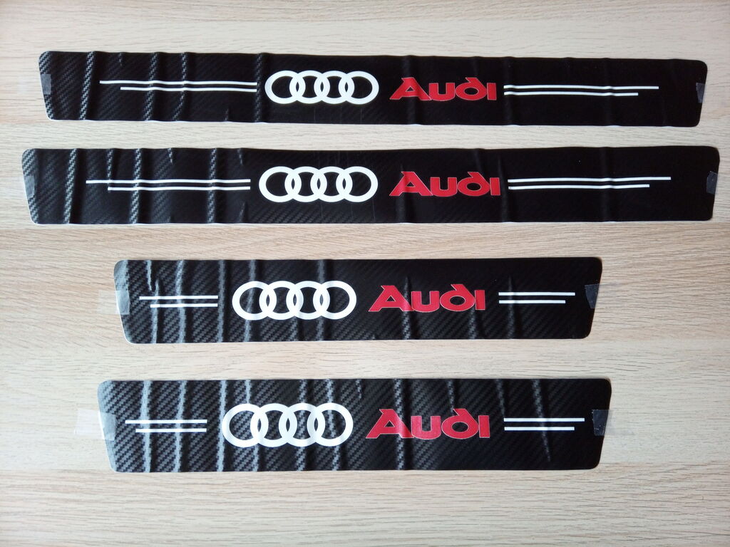 Stikeri za prag automobila - karbon AUDI. Set od 4 nalepnice za prag