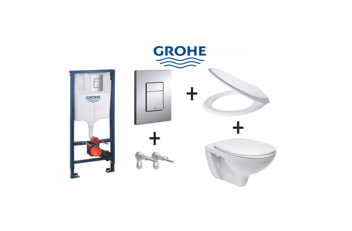 Grohe set 4 u 1 - Ugradbeni vodokotlić + Aktivirna Tipka + Cersanit Konzolna Wc šolja + SoftClose Wc daska