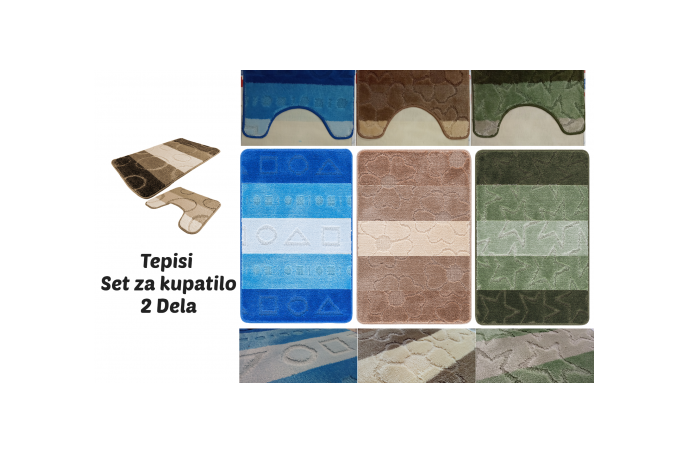 Set za kupatilo - Tepisi - 50x80cm - 2 Dela - Razne Boje