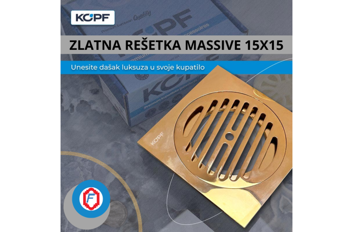 Podna rešetka Zlatna Massive 15x15 - Inox