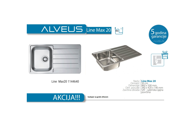 Lož Alveus sudopera Line Max 20 sa sifonom 1144640