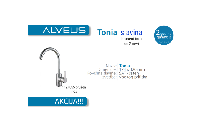 Lož Alveus -Slavina za sudoperu- Tonia-brušeni inox sa 2 cevi GENESIS Alveus-1129055