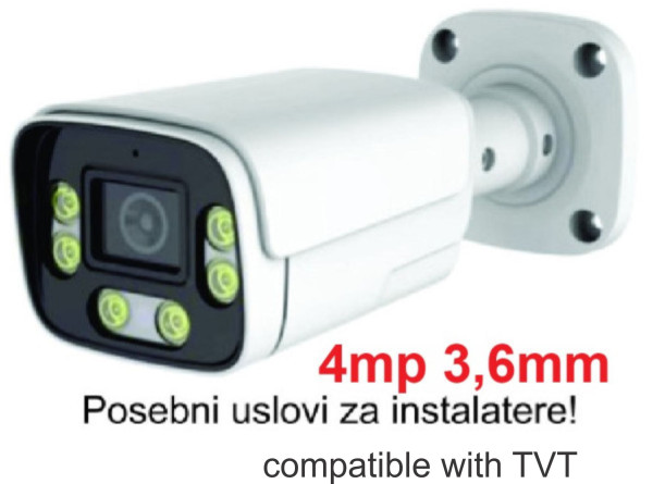 CAM-IP4MP-HAQ60D GMB kamera 4MP APP P6SLite 3.6mm-F1.4 POE, IP66 DuaL LED 6xIR+6xFull Color, MIC,25m