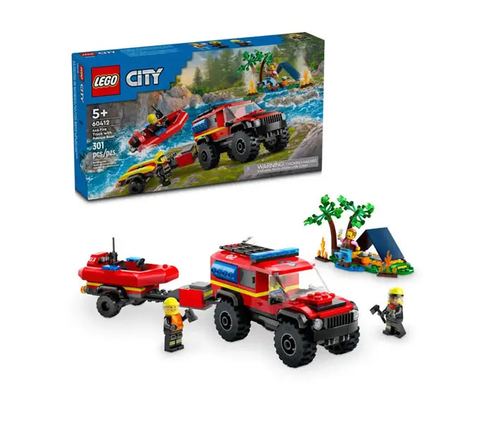 Lego Citi 4k4 vatrogasno vozilo sa spasilačkim čamcem 5g+, šareno