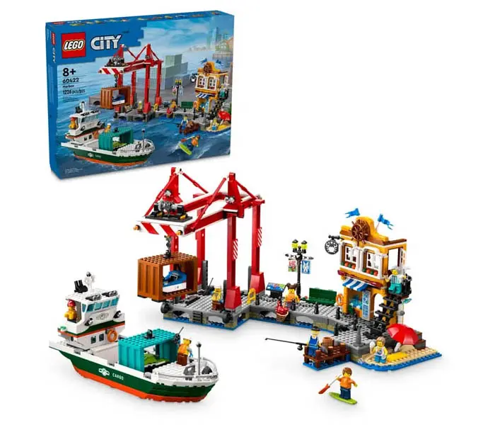 Lego Citi primorska luka sa teretnim brodom 8+, šareno