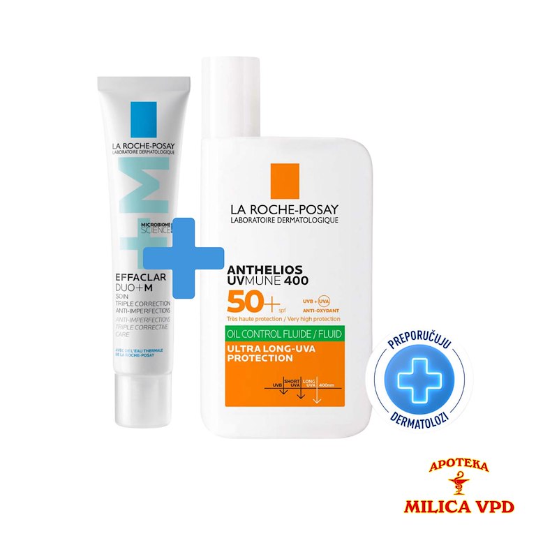 La Roche-Posay Anthelios UVM Fluid za masnu kožu SPF 50+ 50ml + La Roche-Posay EFFACLAR DUO+M krema 40ml