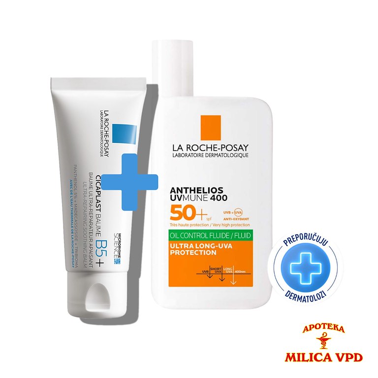 La Roche-Posay Anthelios UVM Fluid za masnu kožu SPF 50+ 50ml + La Roche-Posay Cicaplast B5+ balzam 40ml