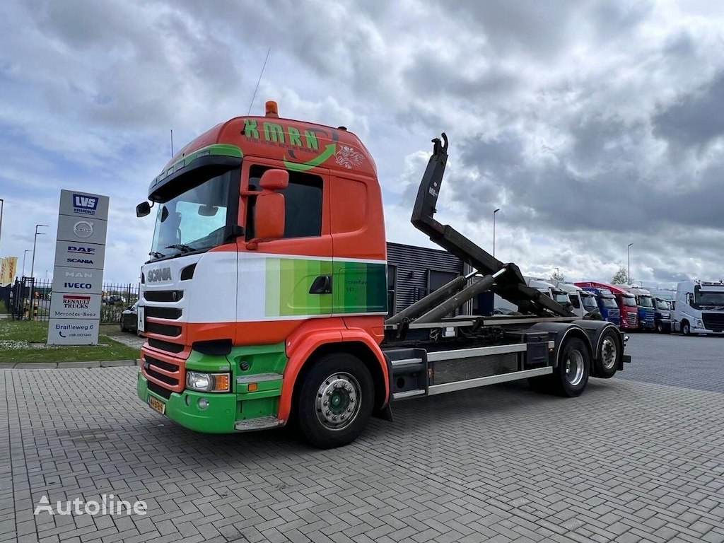 Scania R410 6x2 container auto met Haakarm Highline / 6x2 / VDL 21T Hoo kamion rol kiper