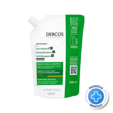 Vichy Dercos AD Šampon protiv peruti za suvu kosu eco refill, 500 ml