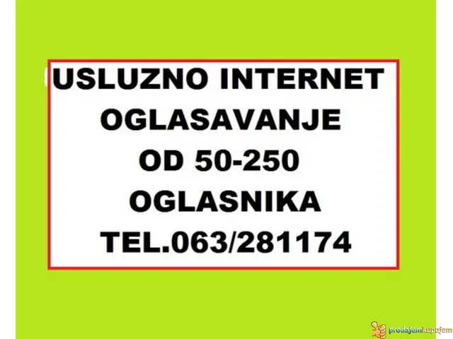 Usluzno internet oglasavanje na 50-100-150-200 oglasnika