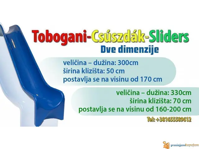 Prodajem TOBOGANE u dve dimenzije raznih boja