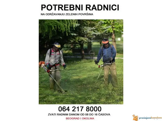 Potrebni radnici na održavanju zelenih površina 0642178000