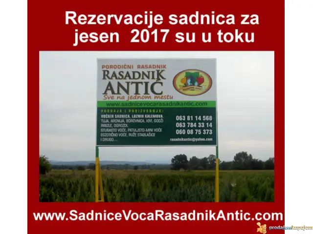 Najbolja cena za ugovaranje sadnica voća i vinove loze...za Jesen 2017