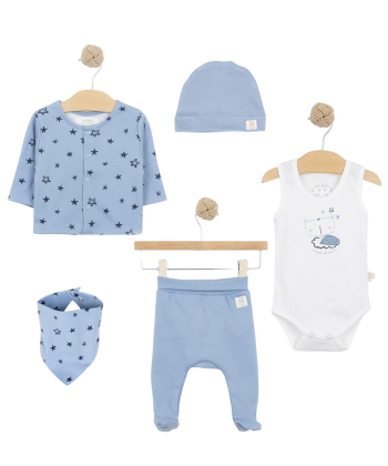 Just Kiddin baby set za dečake 6 u 1 od 3-6 meseci Little Bear Dreams Plava - 17001026