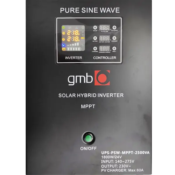 UPS-PSW-MPPT-2500VA GMB LONG MPPT, čist sinusni pretvarač sa produženom autonomijom 1800W-220V/24V