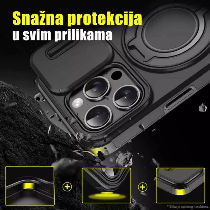 Maska CamShield Ring stand za Samsung S918B Galaxy S23 Ultra crna