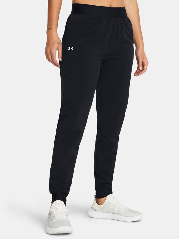 UNDER ARMOUR ARMOURSPORT HIGH RISE WVN PNT-BLK TRACK PANTS - WOMEN