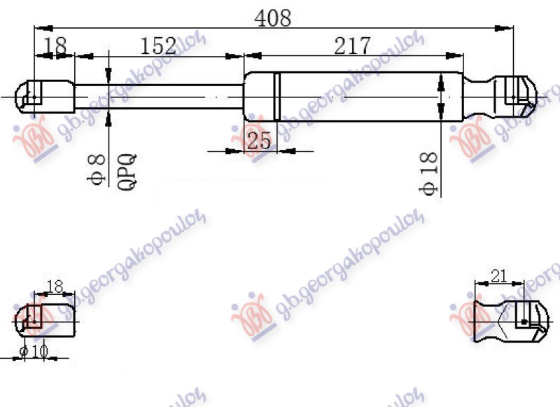 AMORTIZER GEPEK VRATA (408L-265N) Desna str. AUDI A8 (2002-2009) (OEM: 4E0827552B, 4E0827552C)