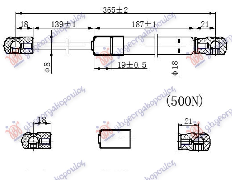 AMORTIZER GEPEK VRATA (CABRIO) (365L-500N) MERCEDES CLK (W208) (1997-2002) (OEM: 2087500136, A2087500136)