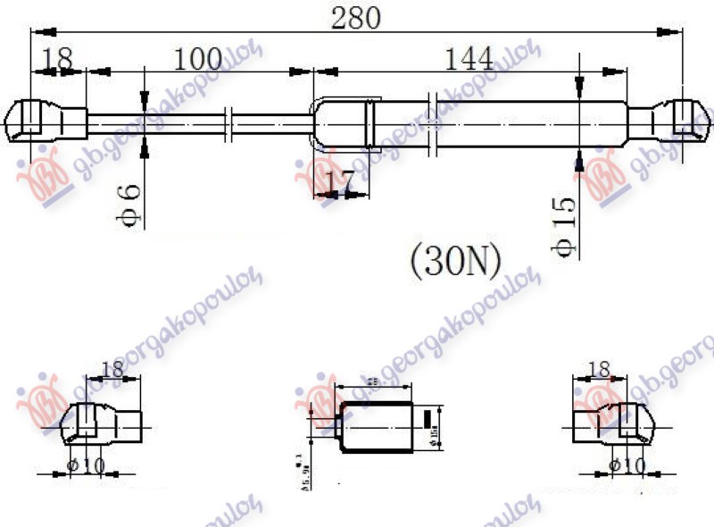 AMORTIZER GEPEK VRATA (CABRIO) (280L-30N) MERCEDES CLK (W209) (2002-2009) (OEM: 2096900059, A2096900059)