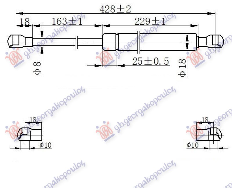 AMORTIZER GEPEK STAKLA (428L-135N) RENAULT SCENIC (2003-2008) (OEM: 7700354322)