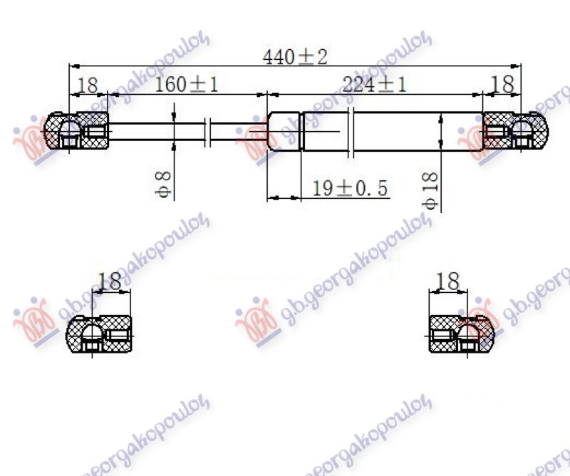 AMORTIZER GEPEK VRATA (440.5L-520N) RENAULT MEGANE SDN (1999-2002) (OEM: 7700421906)