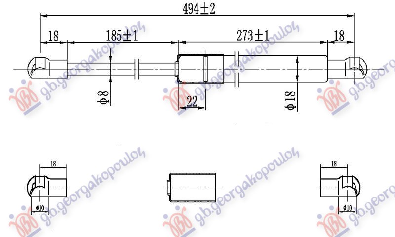 AMORTIZER GEPEK VRATA (493L-590N) CHEVROLET CAPTIVA (2007-2012) (OEM: 20913311, 95047796, 95494360)