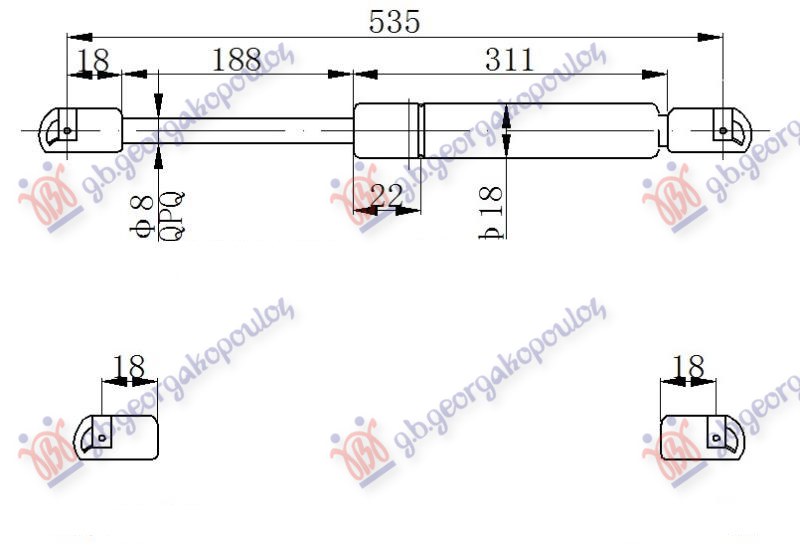 AMORTIZER GEPEK STAKLA (535L-360N) (OEM: 5H32402A68AB, BHE790020, BHE790030)