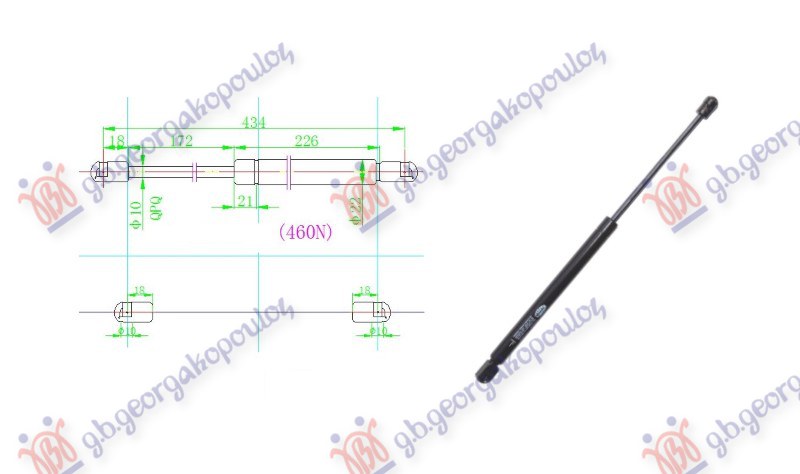 AMORTIZER GEPEK VRATA (H/B) (435L-500N) DAEWOO NUBIRA (2000-2003) (OEM: 96301822)