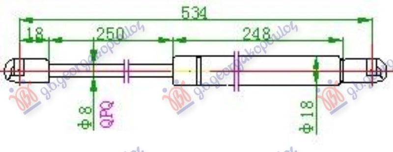 AMORTIZER GEPEK VRATA 5 VRATA (534.5L-585N) FORD MONDEO (2000-2007) (OEM: 1219986, 1S71A406A10CD)