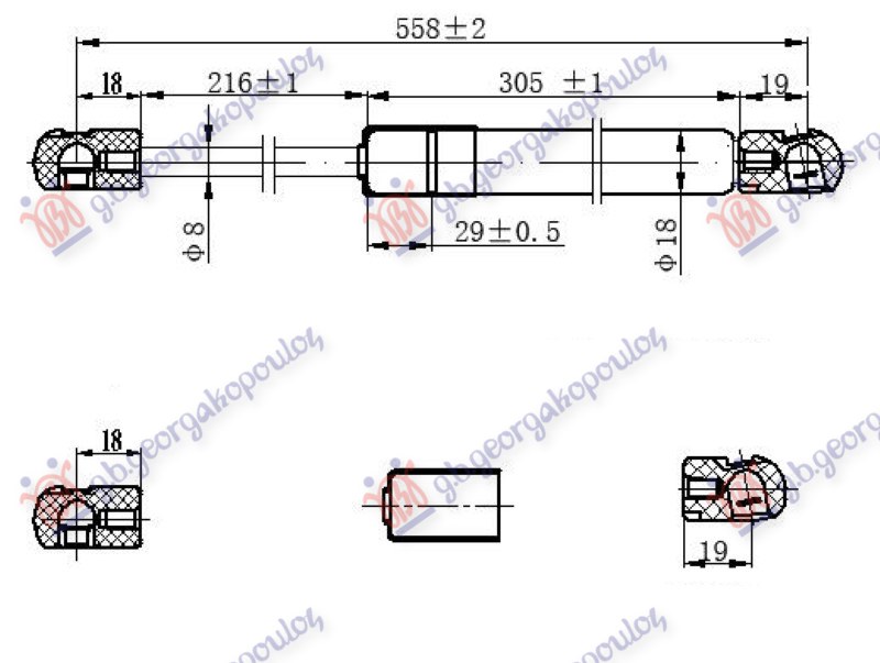 AMORTIZER GEPEK VRATA (558L-470N) FIAT 500 L (2012-2017) (OEM: 51895435)