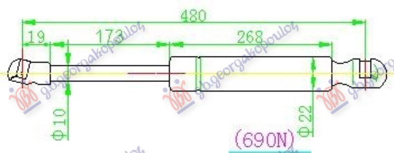 AMORTIZER GEPEK VRATA ALLROAD/KARAVAN 00- (480L-690N) AUDI A6 (1997-2004) (OEM: 4B9827552N)