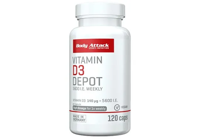 Body Attack Vitamin D3 Depot Weekly, 120 kaps