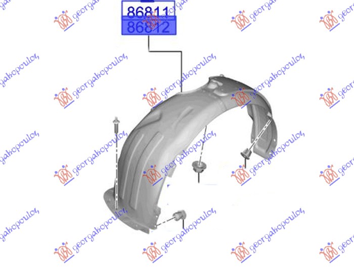 POTKRILO PLASTICNO Desna str. HYUNDAI i20 (2020-2024) (OEM: 86812-Q0200, 86812Q0200)