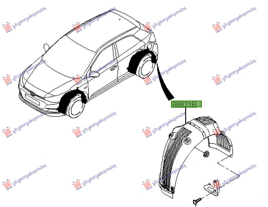 ZADNJE POTKRILO Leva str. HYUNDAI i20 (H/B) (2014-2018) (OEM: 86821-C8000, 86821C8000)