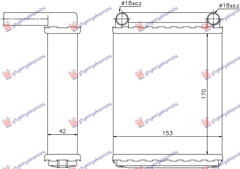 GREJAC KABINE BENZIN/DIZEL +/-AC (170×153) (IZA) MERCEDES SPRINTER (208/408) (1995-2006) (OEM: 0038353501, A0038353501)