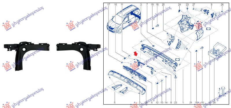 NOSAC ZADNJEG BRANIKA PLASTICNI (SET) RENAULT KANGOO (2021-) (OEM: 850D36079R)