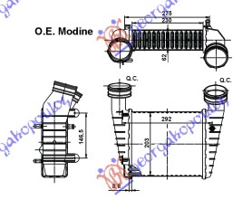 HLADNJAK INTERKULERA 1.9/2.0 TDi (23×20.7×62) SKODA SUPERB (2001-2008) (OEM: 3B0145805D)