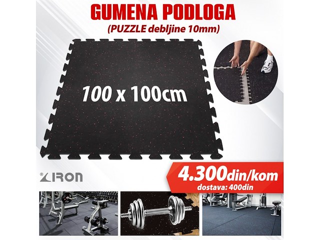 Gumeni podovi / Gumene podloge 10mm Puzzle 100x100cm