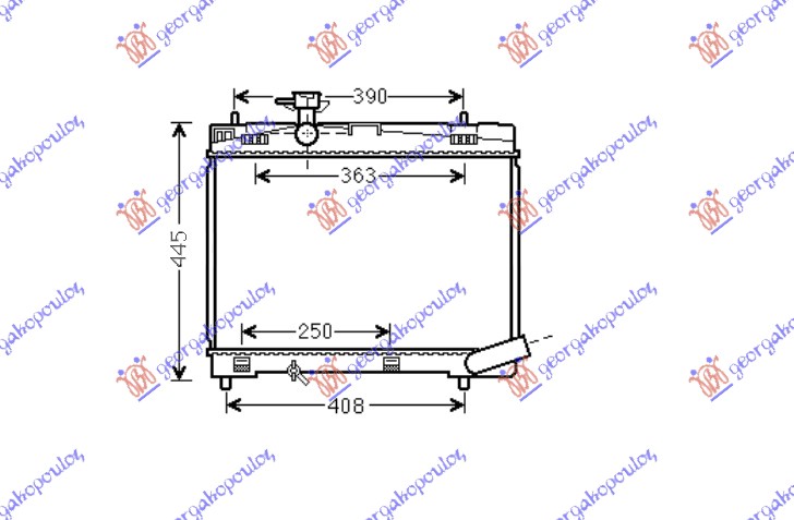 HLADNJAK MOTORA BENZIN 1.33VVT-I (73/74KW) (350×480) 09-11 TOYOTA YARIS (2014-2017) (OEM: 16400-0Y060, 16400-47090, 164000Y060)