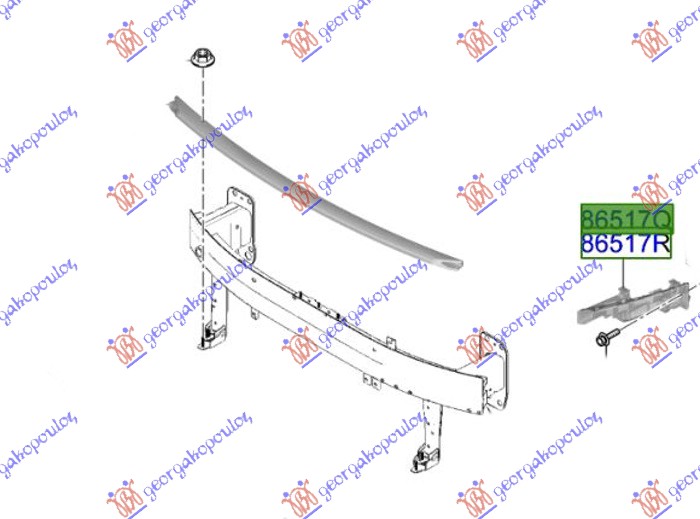 NOSAC PREDNJEG BRANIKA (O) Desna str. HYUNDAI i20 (2024-) (OEM: 865B4-Q0000, 865B4Q0000)