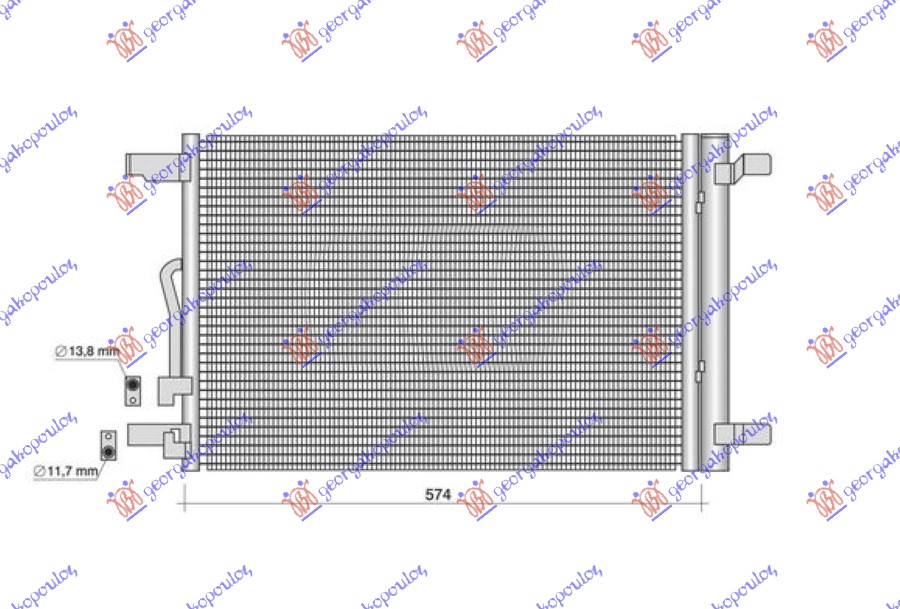 HLADNJAK KLIME 1.4-1.5-2.0 BEN 2.0 DIZ 576×388 AUDI TT (2014-2018) (OEM: 5QM816411, 5QM816411A, 5QM816411B)