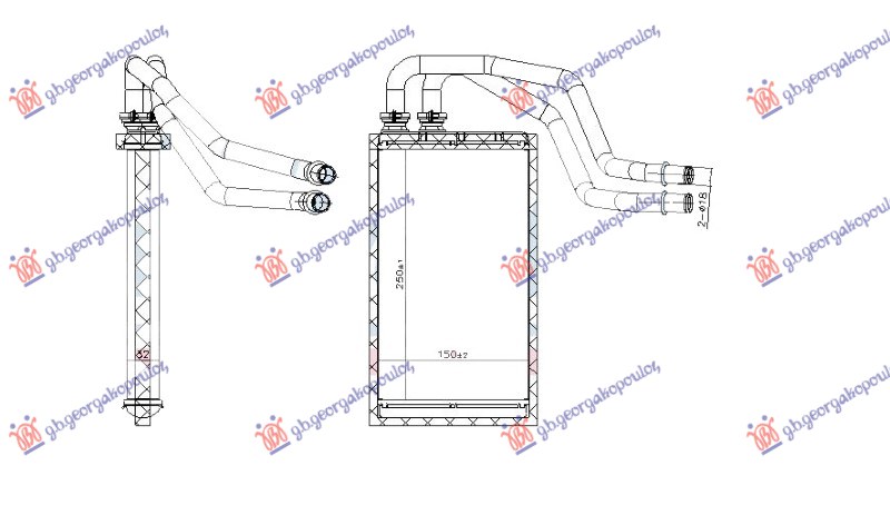 GREJAC KABINE (250x154x32) MERCEDES VITO (W447) (2015-) (OEM: 0008304401)