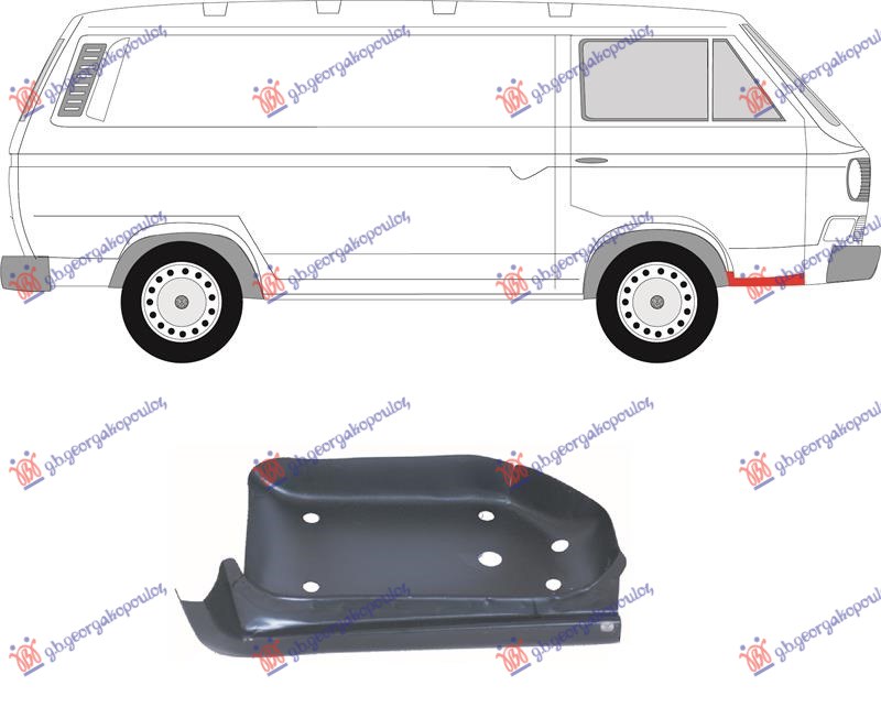 GAZISTE PREDNJIH VRATA Leva str. VW TRANSPORTER (T3) (1979-1991) (OEM: 251801173)